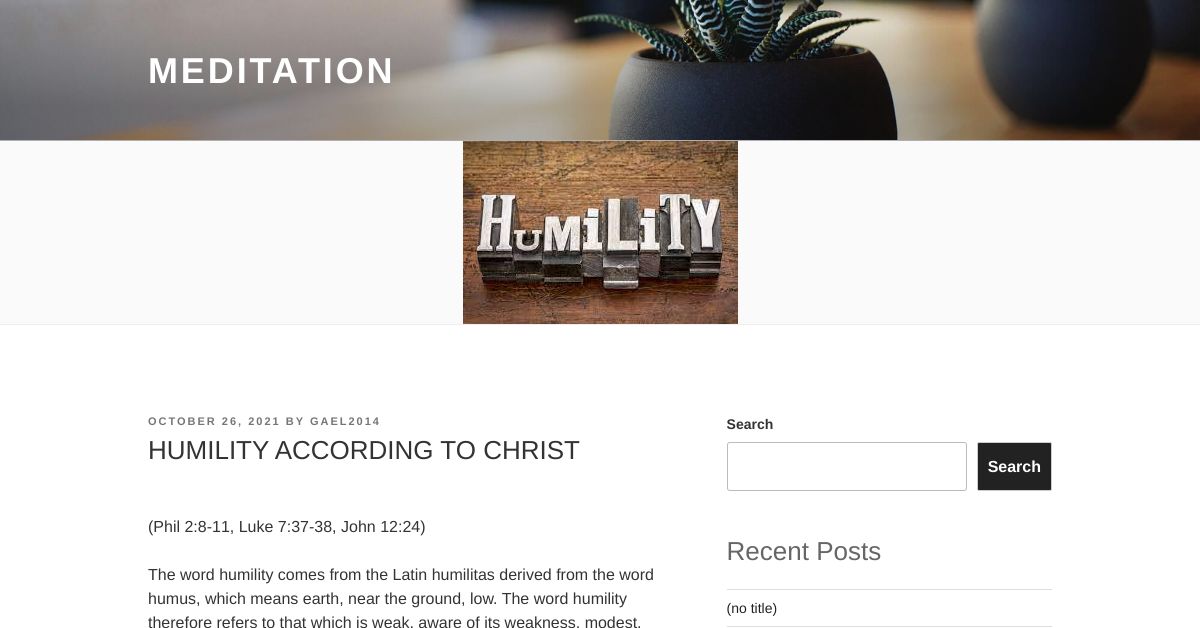 HUMILITY ACCORDING TO CHRIST – Meditation